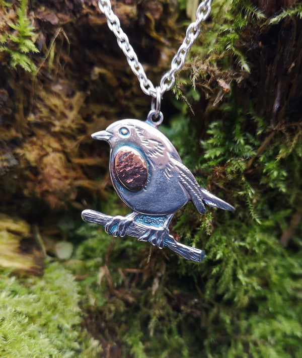 Robin Red Breast Pendant, An Spideog | Handmade - Elena Brennan Jewellery