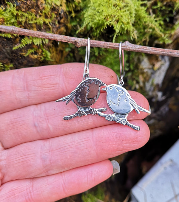 Robin Red Breast Earrings , An Spideog - Elena Brennan Jewellery
